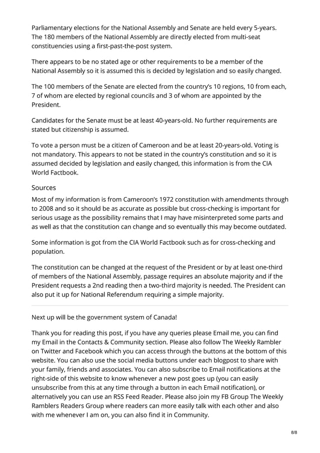 The Government System of Cameroon | PDF