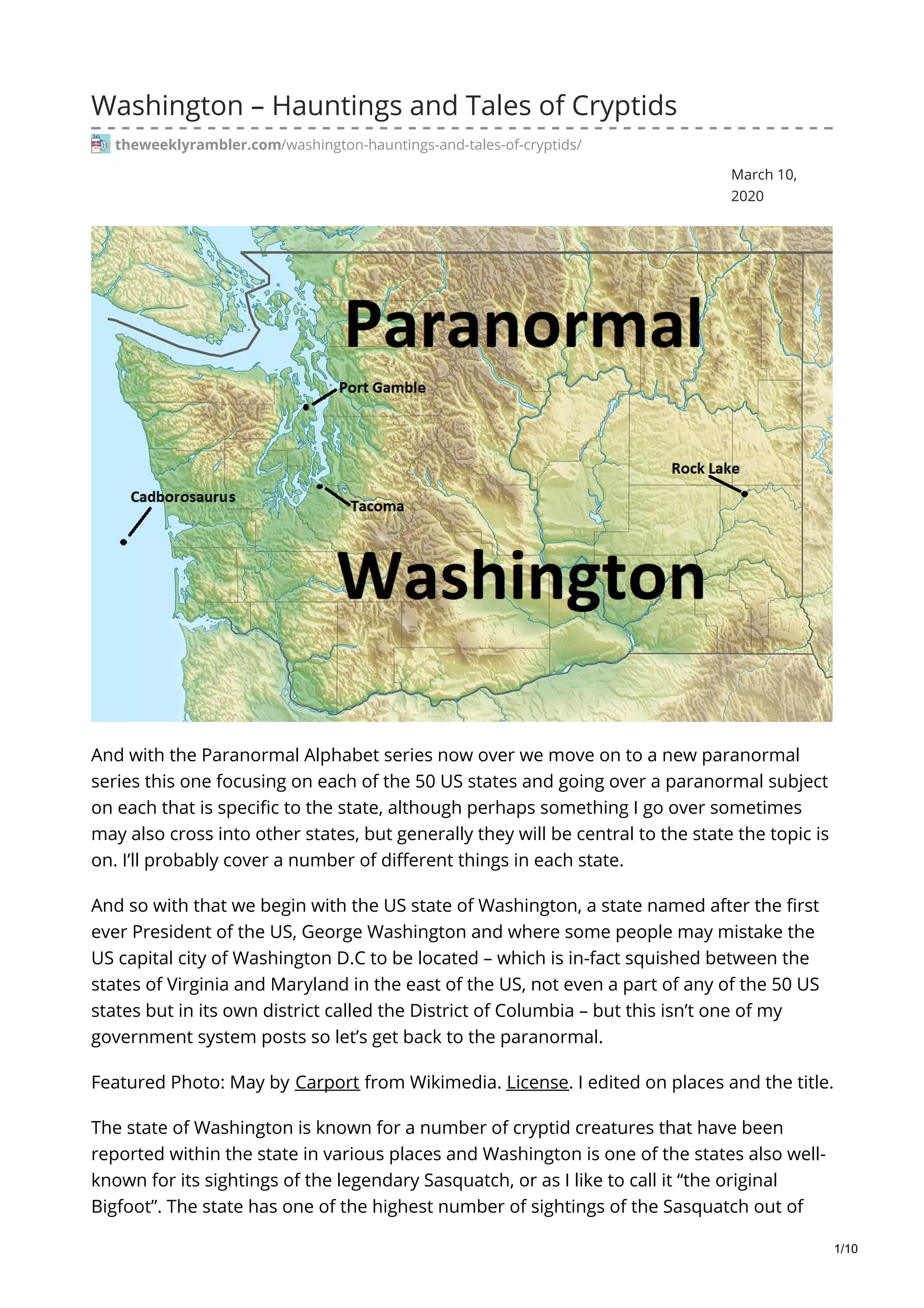 Washington Hauntings and Tales of Cryptids | PDF | Free Download
