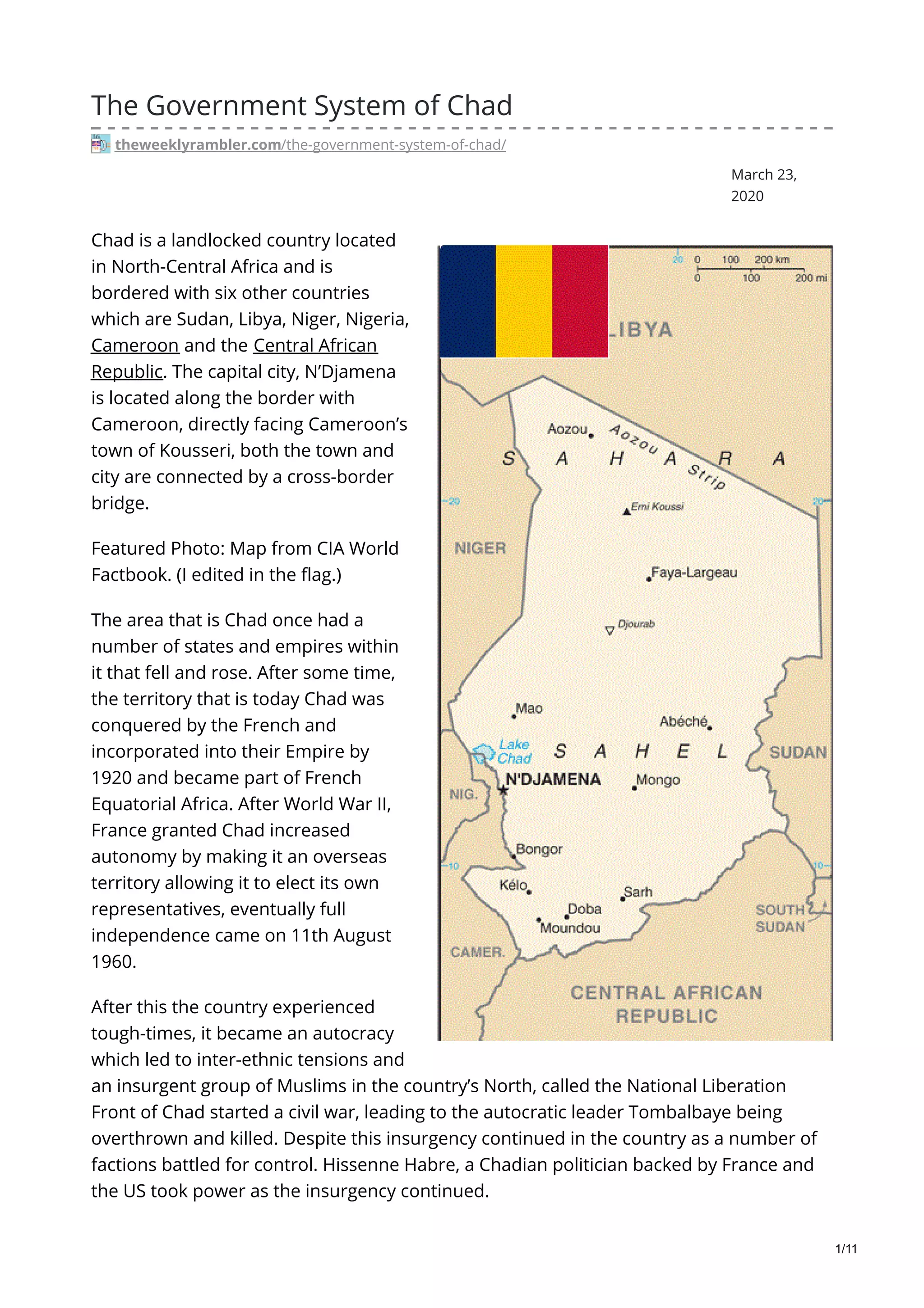 The Government System of Chad | PDF