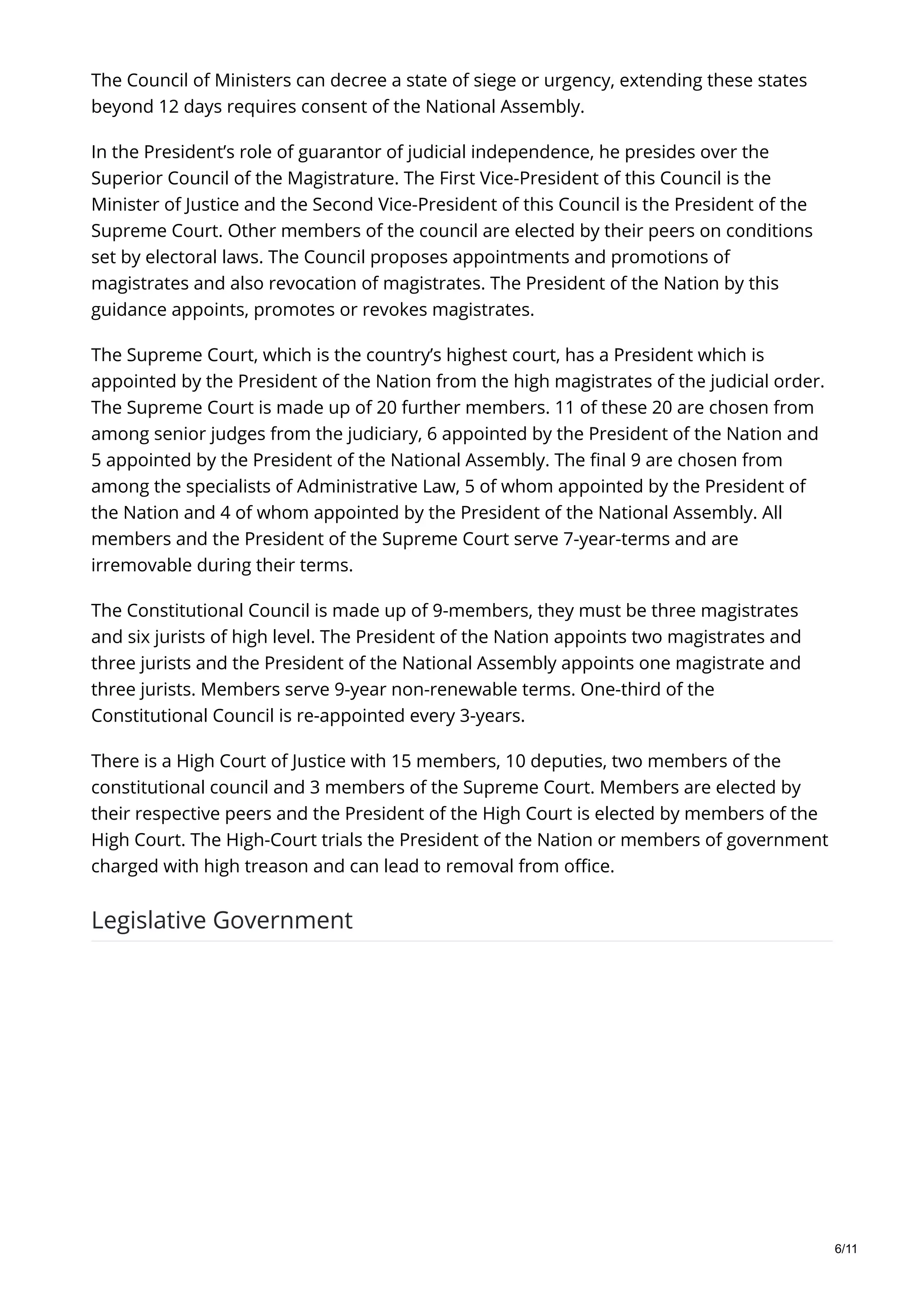 The Government System of Chad | PDF