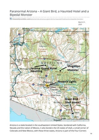 Paranormal Arizona, A Giant Bird, A Haunted Hotel and a Bipedal Monster ...