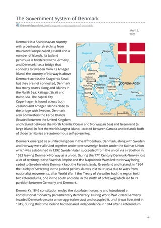 The Government System of Denmark | PDF