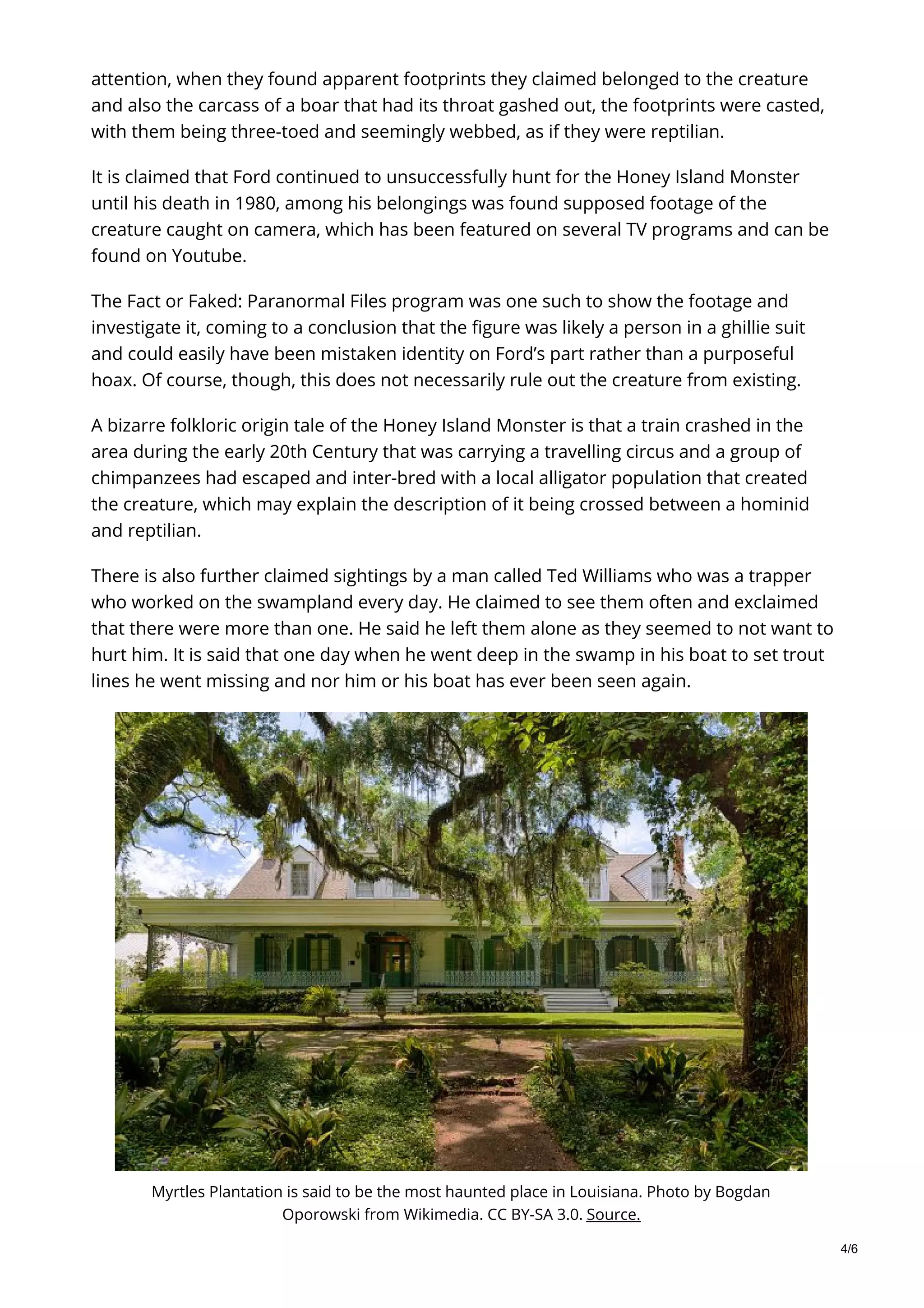 Mysterious Louisiana, Swamp Monsters and a Haunted Plantation | PDF