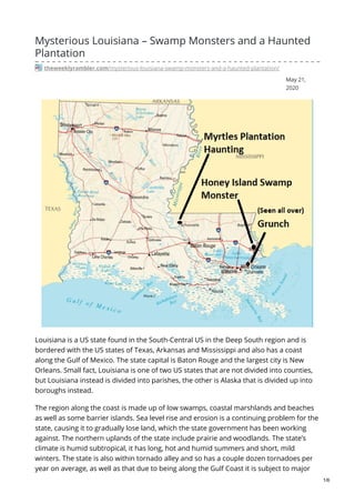 Mysterious Louisiana, Swamp Monsters and a Haunted Plantation | PDF