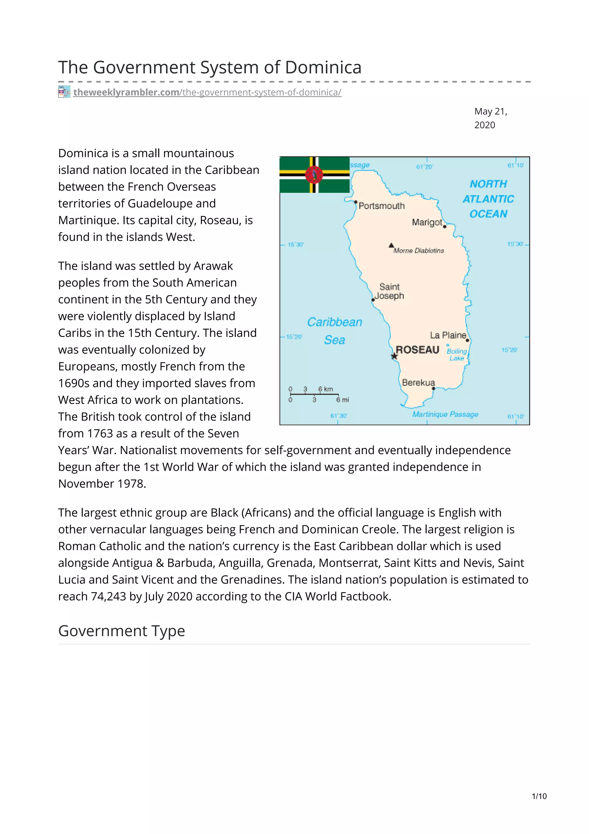 The Government System of Dominica | PDF