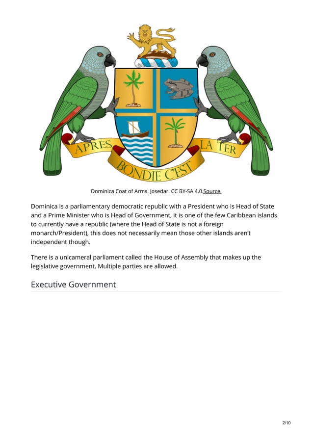 The Government System of Dominica | PDF
