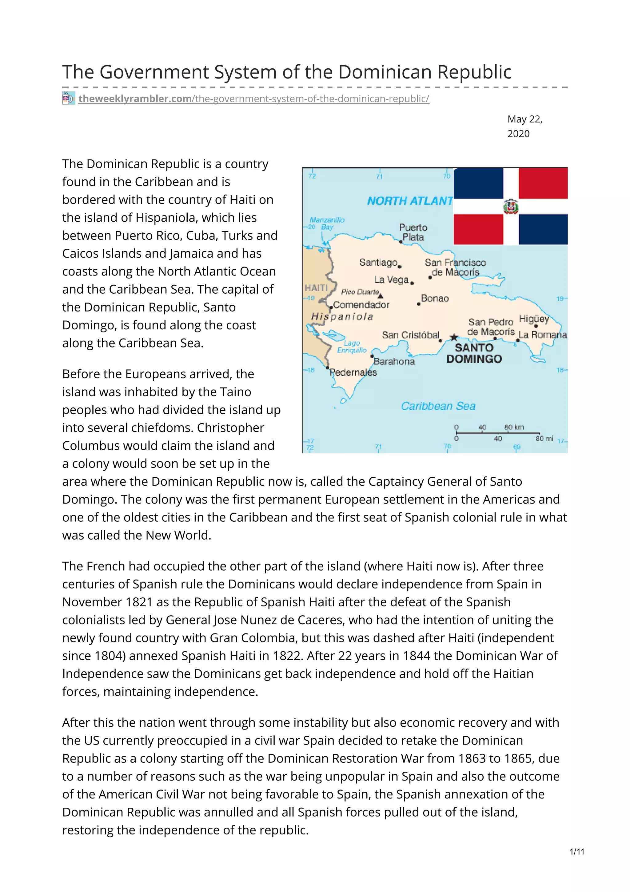 The Government System of the Dominican Republic | PDF