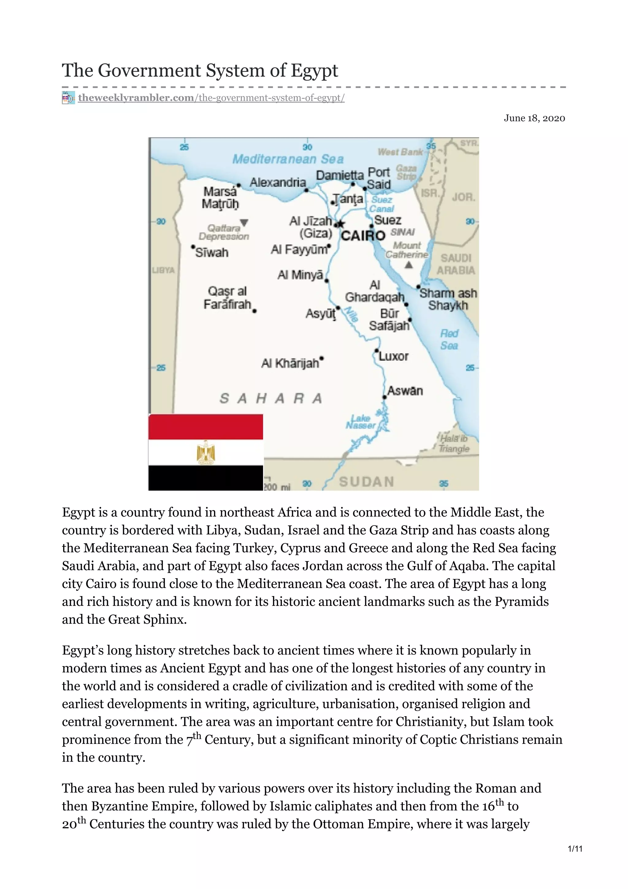 The Government System of Egypt | PDF