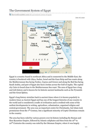 The Government System of Egypt | PDF