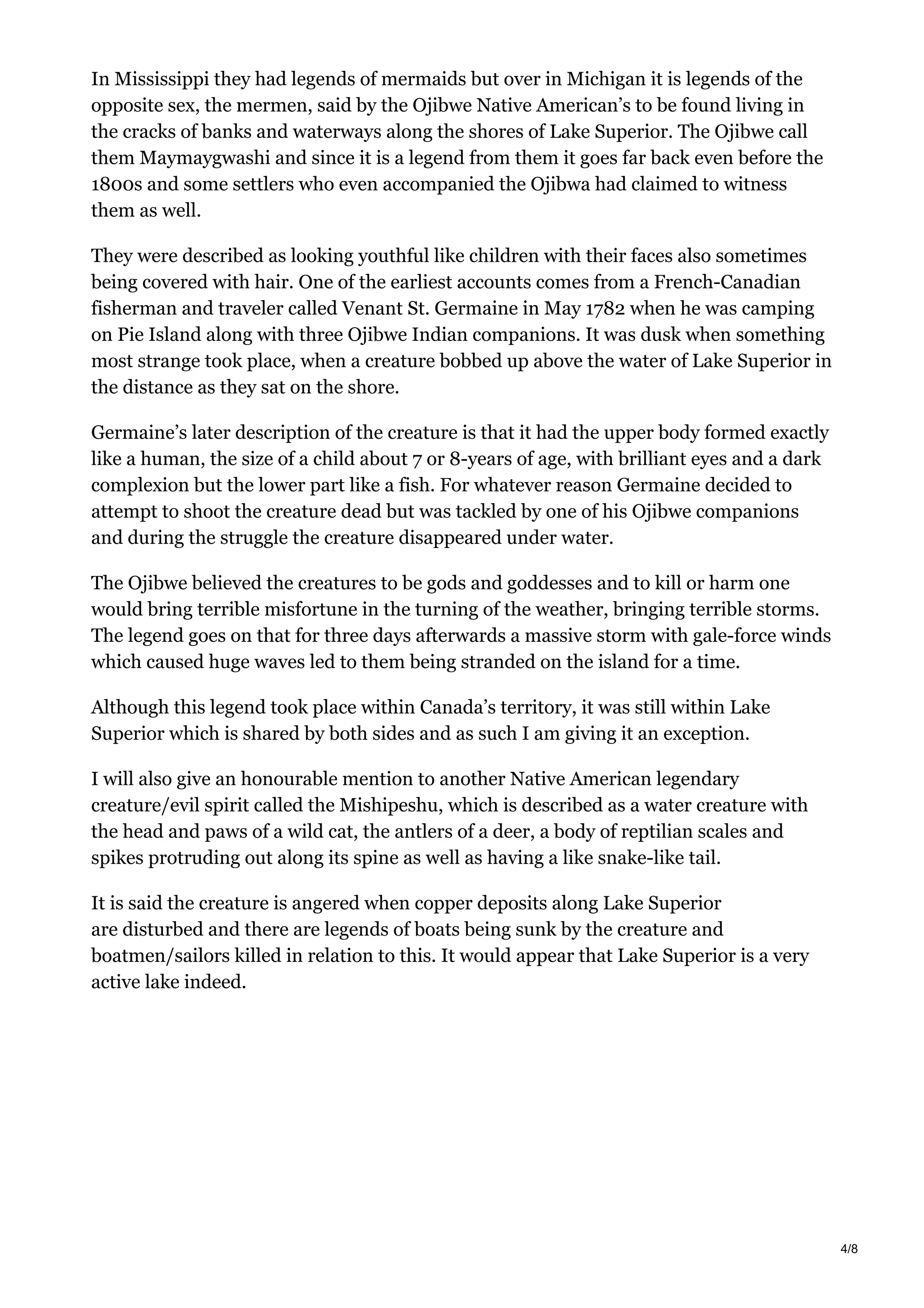 Mysterious Michigan, Water Creatures, Lights and the Dogman | PDF