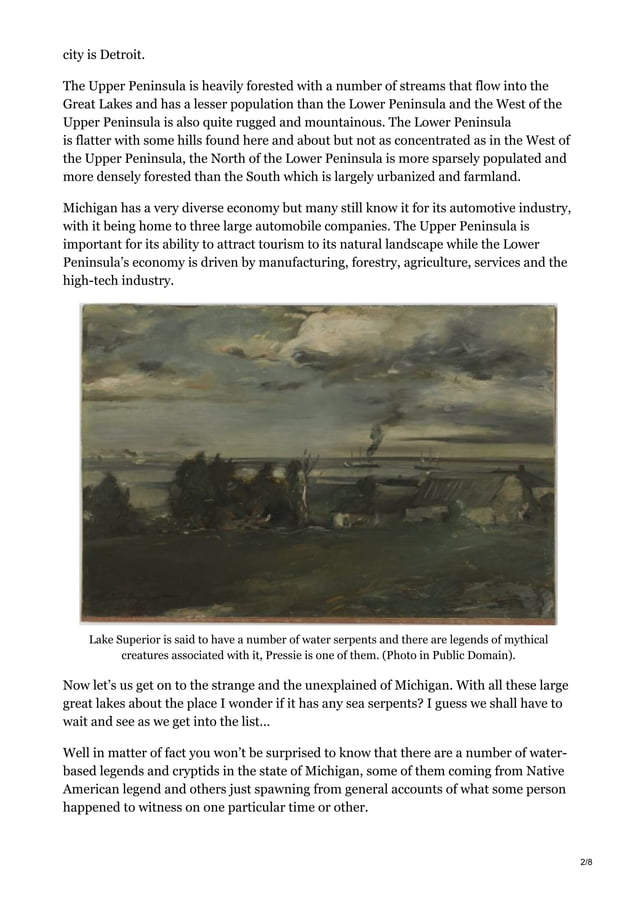 Mysterious Michigan, Water Creatures, Lights and the Dogman | PDF