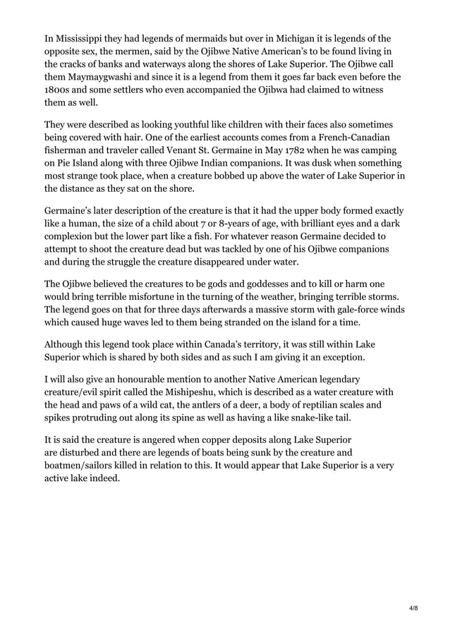 Mysterious Michigan, Water Creatures, Lights and the Dogman | PDF