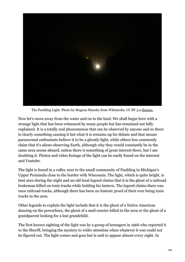 Mysterious Michigan, Water Creatures, Lights and the Dogman | PDF