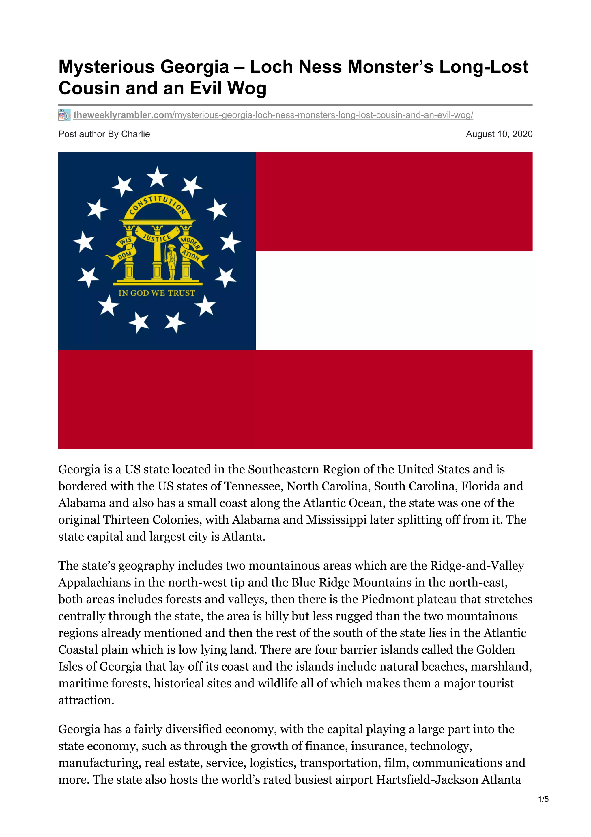 Mysterious Georgia, Loch Ness Monsters Long-lost Cousin and an Evil Wog | PDF