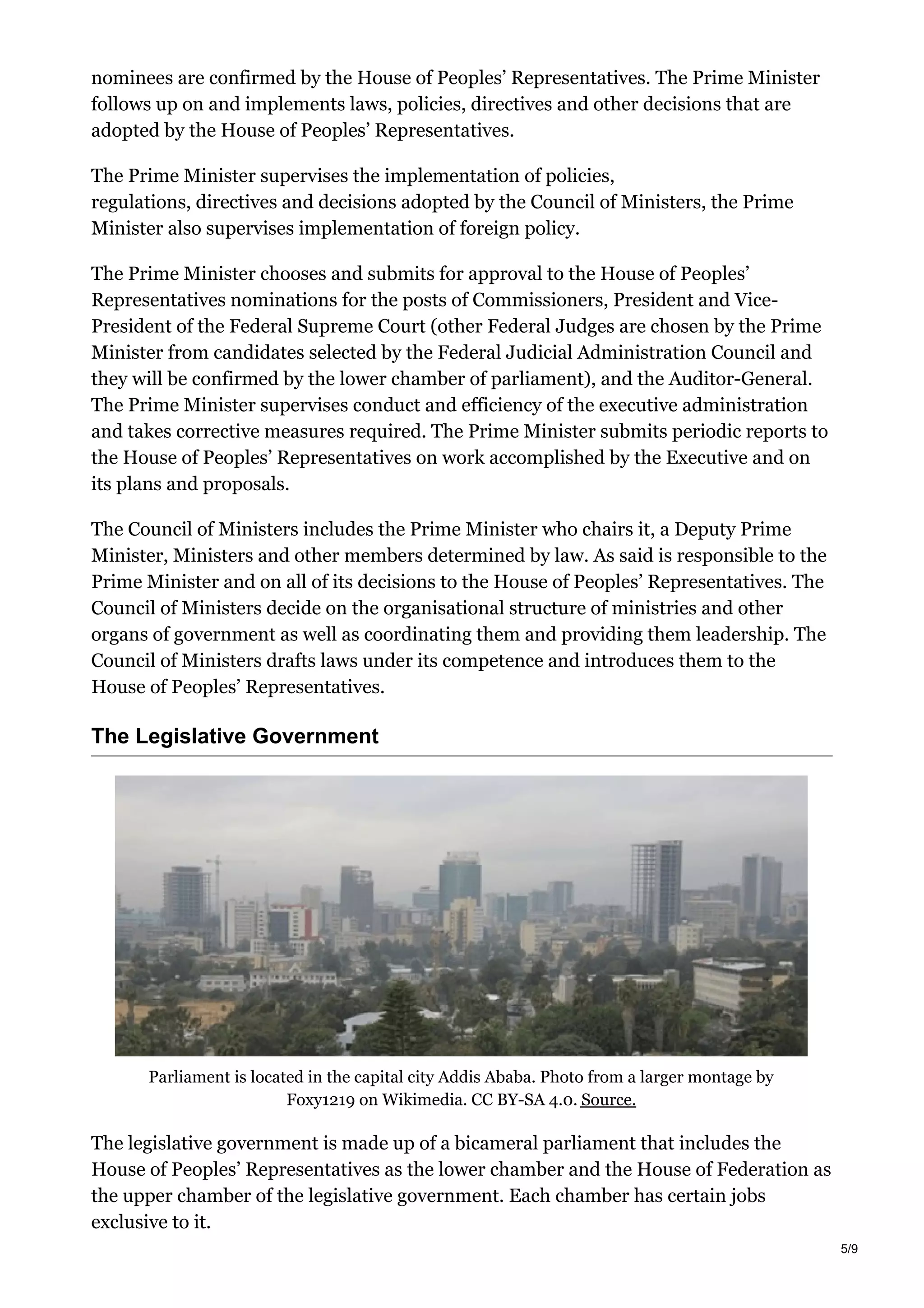 The Government system of Ethiopia | PDF | Political Issues & policy ...
