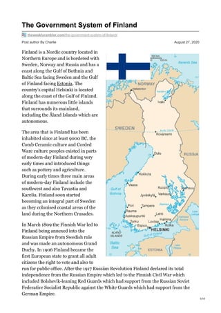 The Government System of Finland | PDF