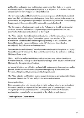 The Government System of Finland | PDF