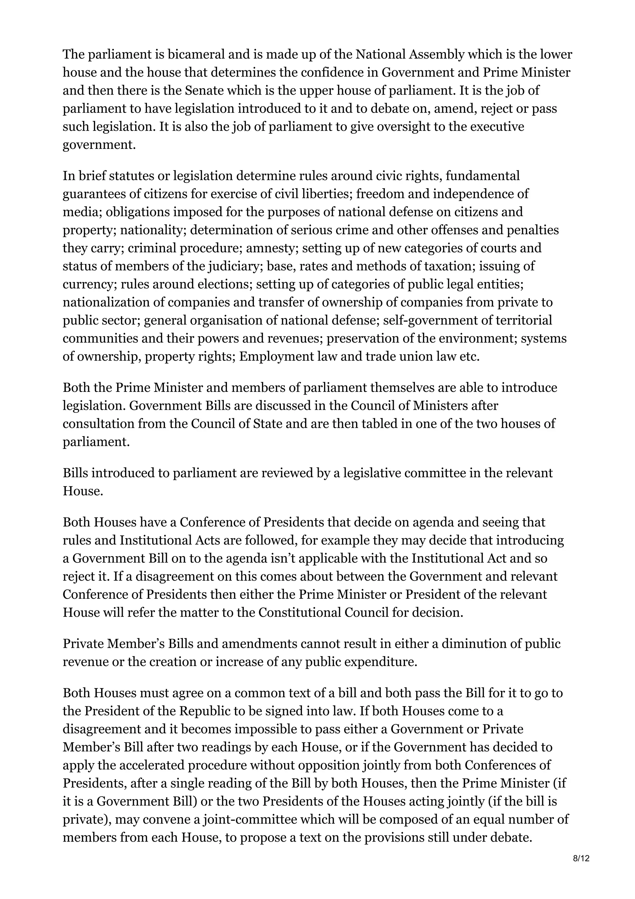 The Government System of France | PDF