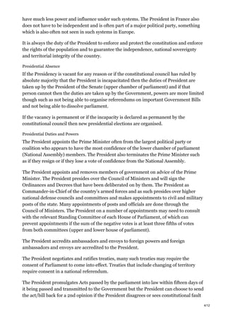 The Government System of France | PDF