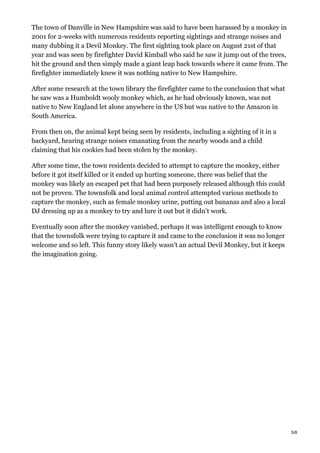 Mysterious New Hampshire, Wood Devil, Devil Monkeys and Hidden Water Serpents | PDF