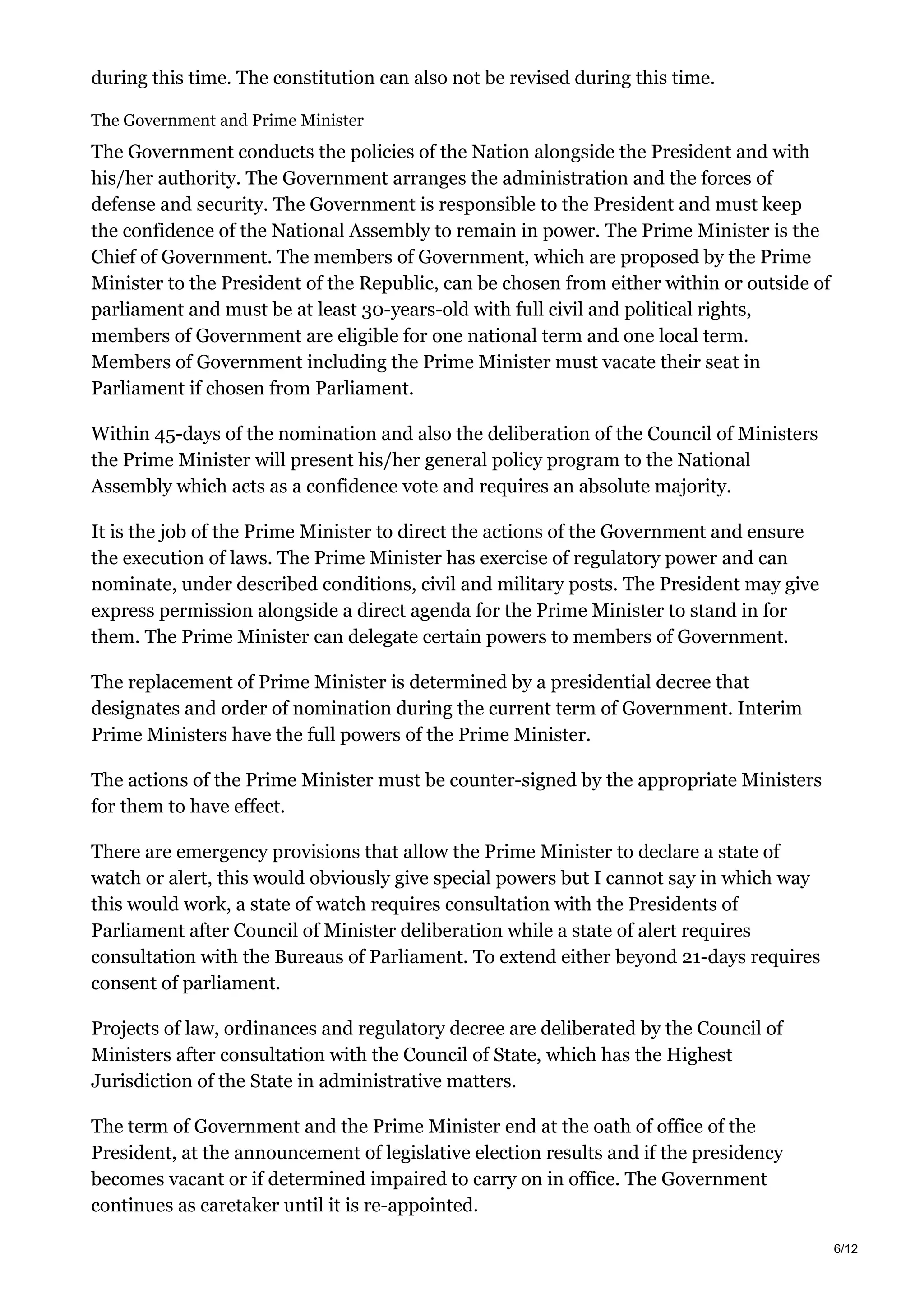 The Government System of Gabon | PDF