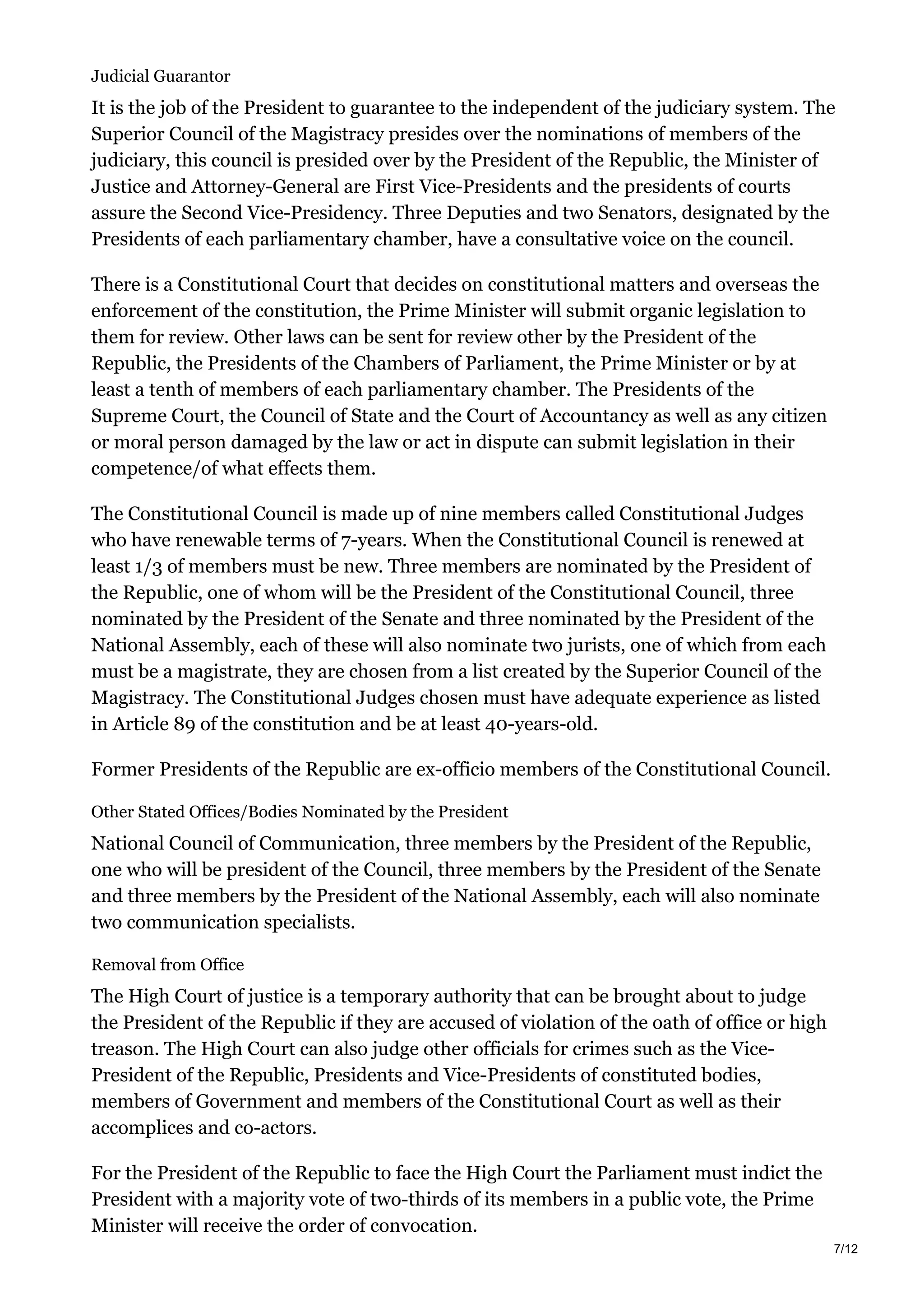 The Government System of Gabon | PDF
