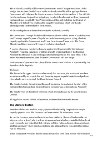 The Government System of Gabon | PDF | Elections | Politics