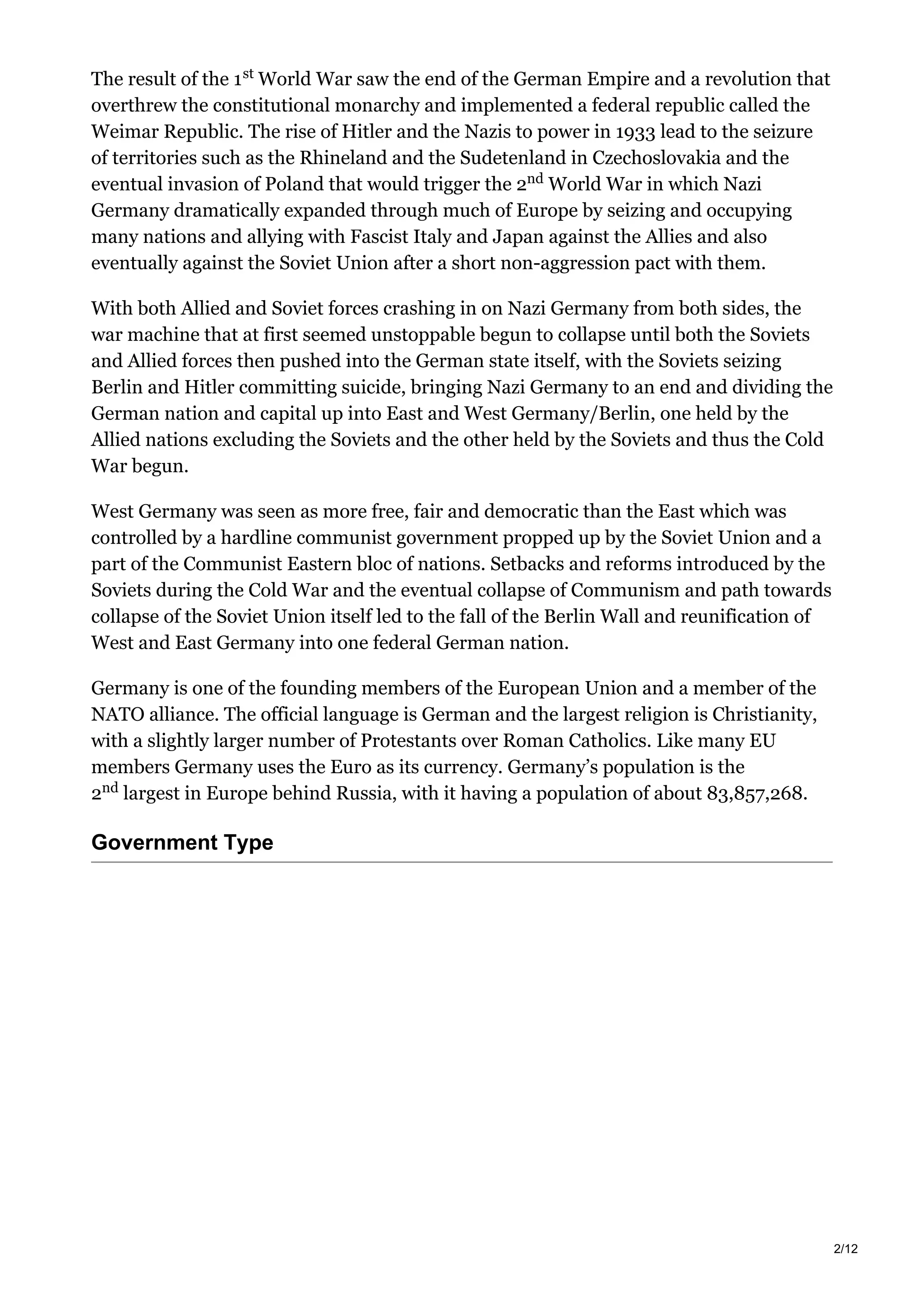 The Government System of Germany | PDF
