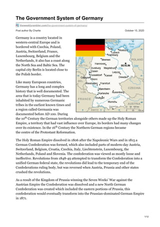 The Government System of Germany | PDF | Politics