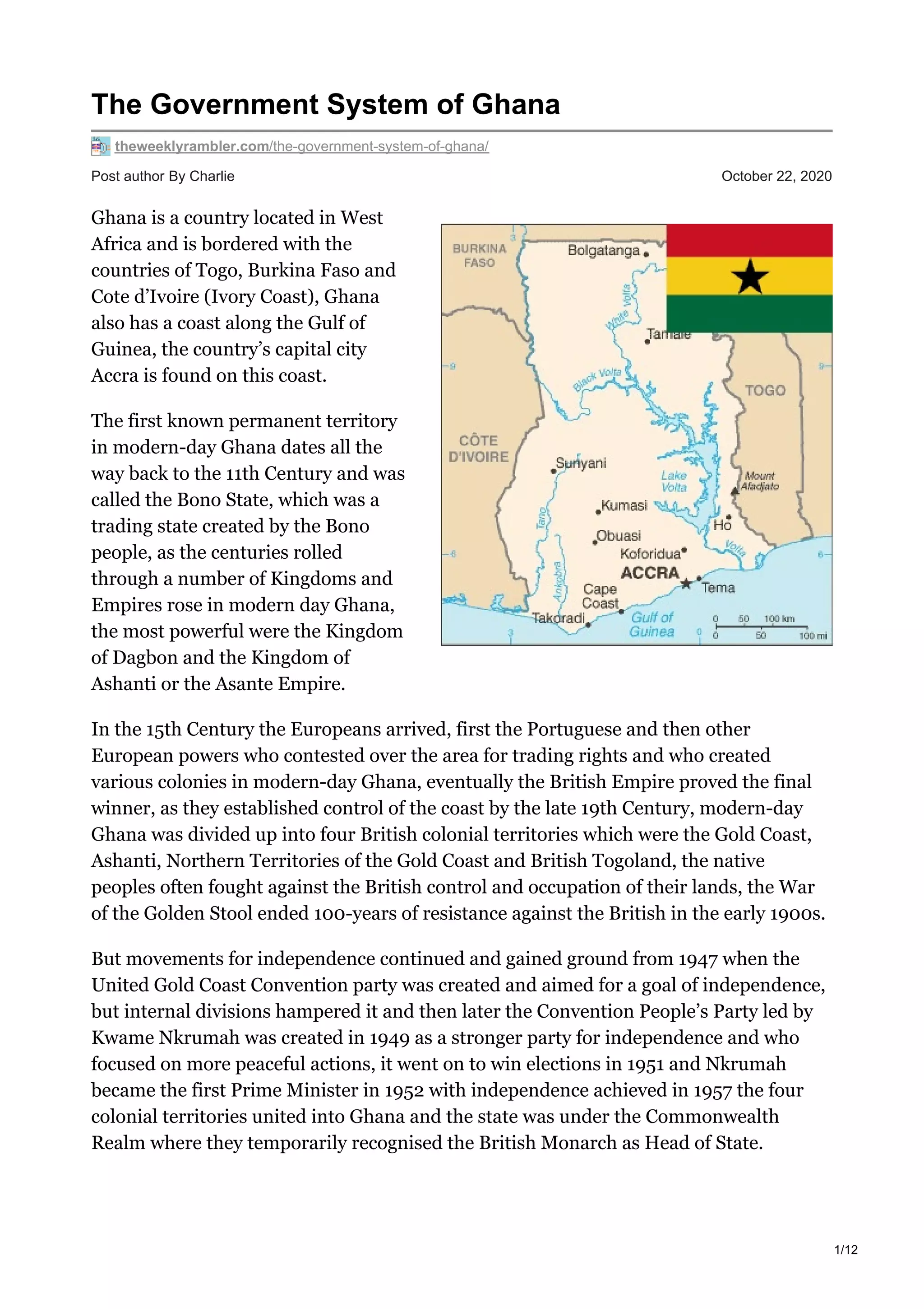 The Government System of Ghana | PDF