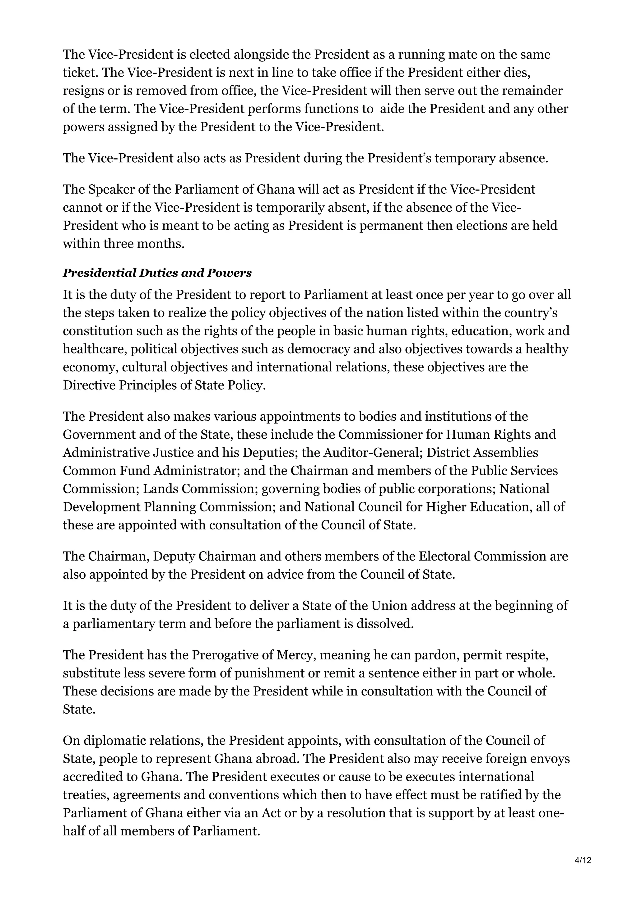 The Government System of Ghana | PDF