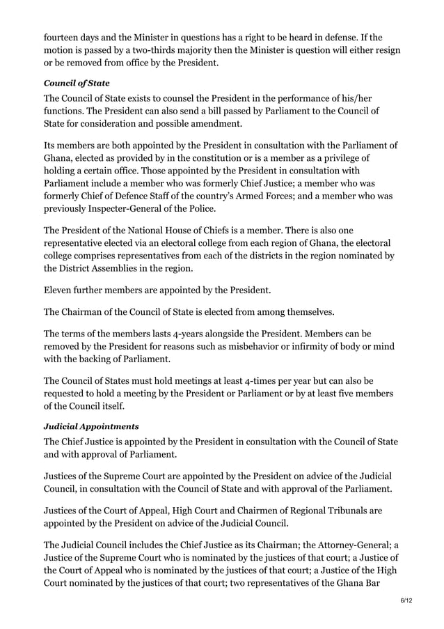 The Government System of Ghana | PDF