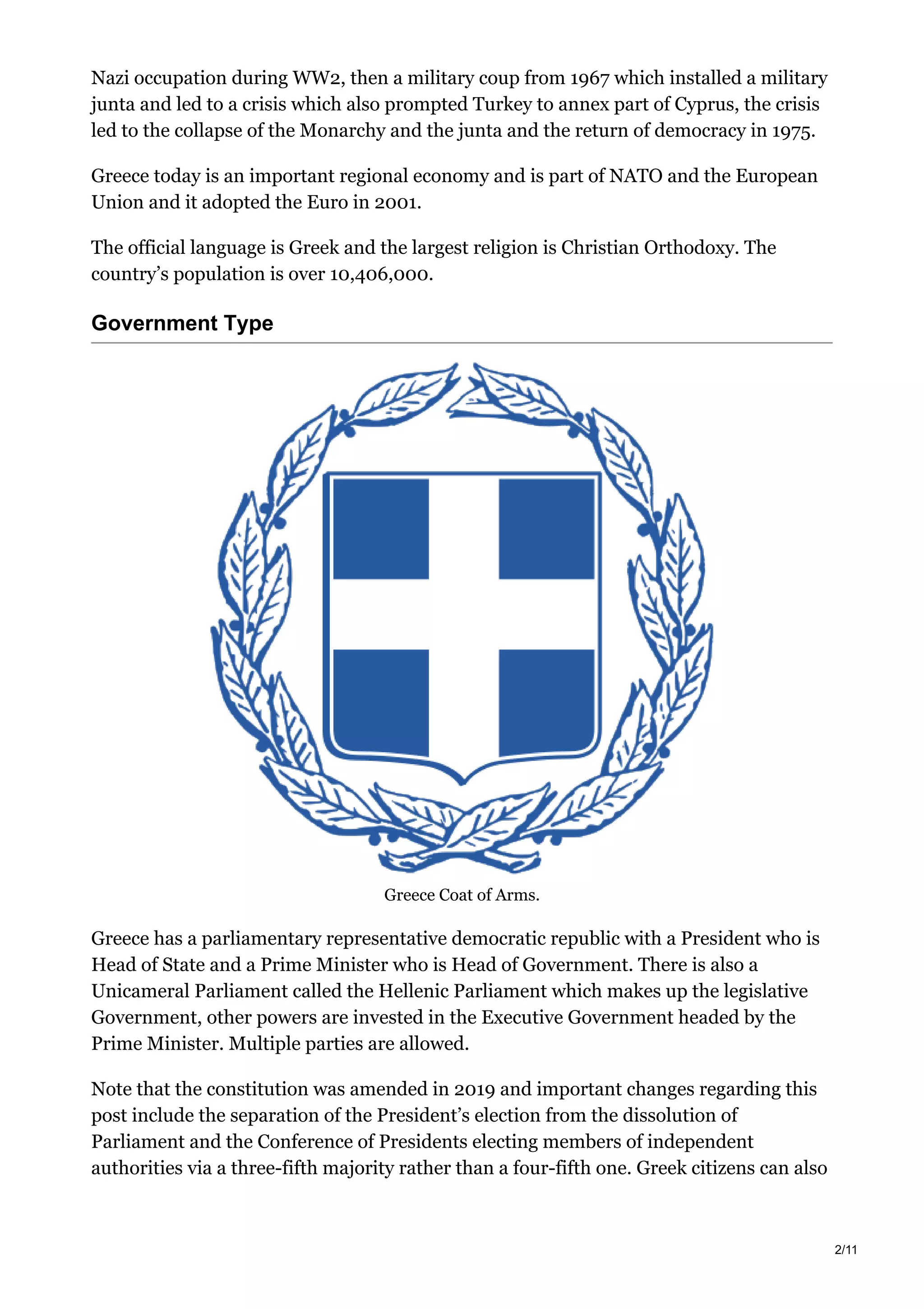 The Government System of Greece | PDF