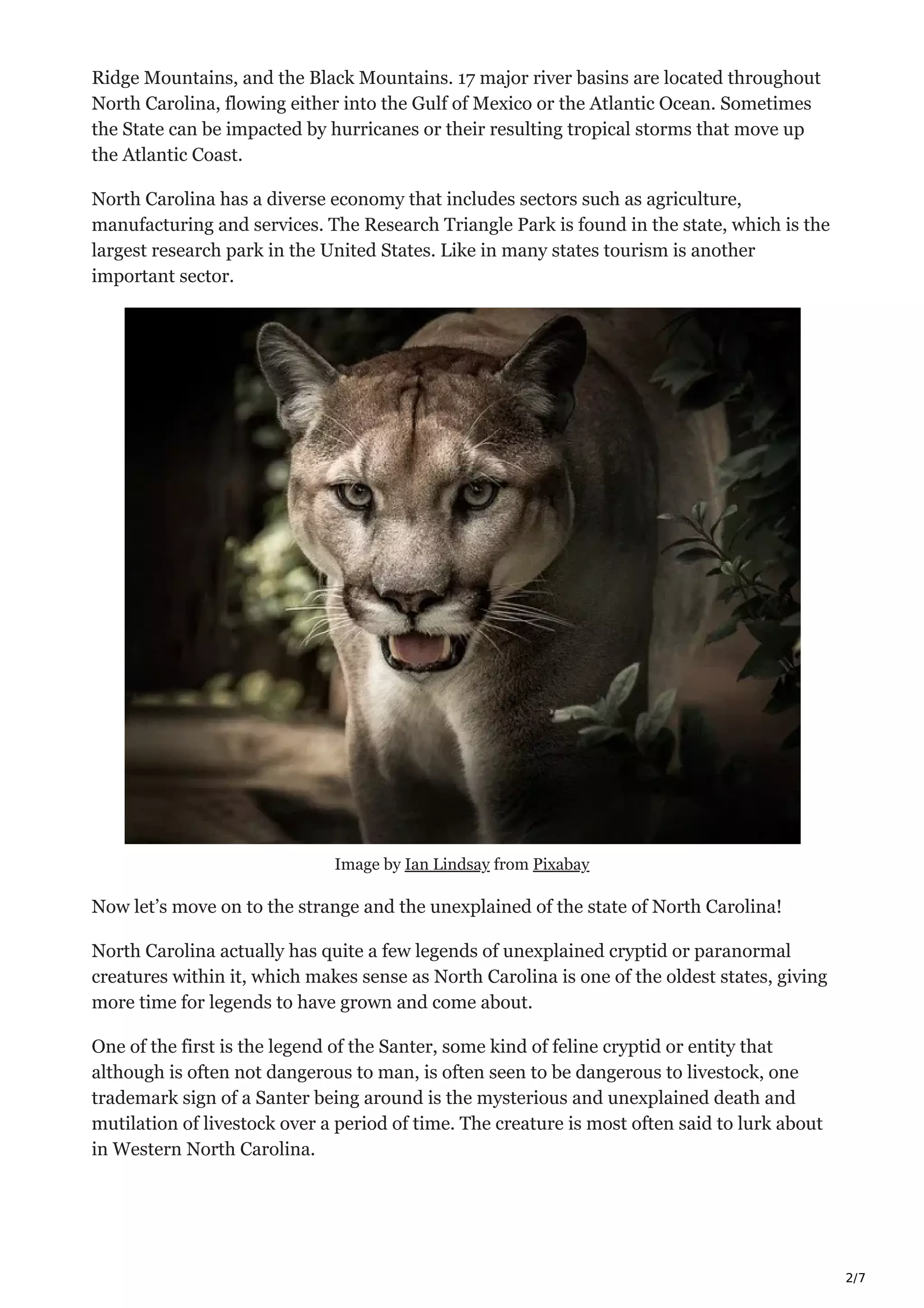 Mysterious North Carolina, Paranormal Lake, Elusive Beasts and Moon-eyed People | PDF | Cats | Pets