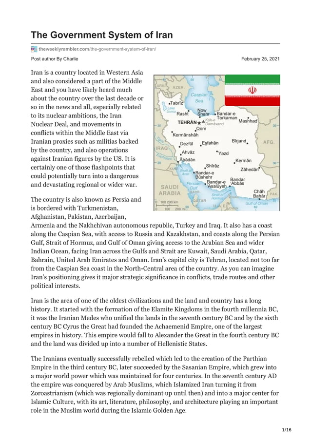 The Government System of Iran | PDF