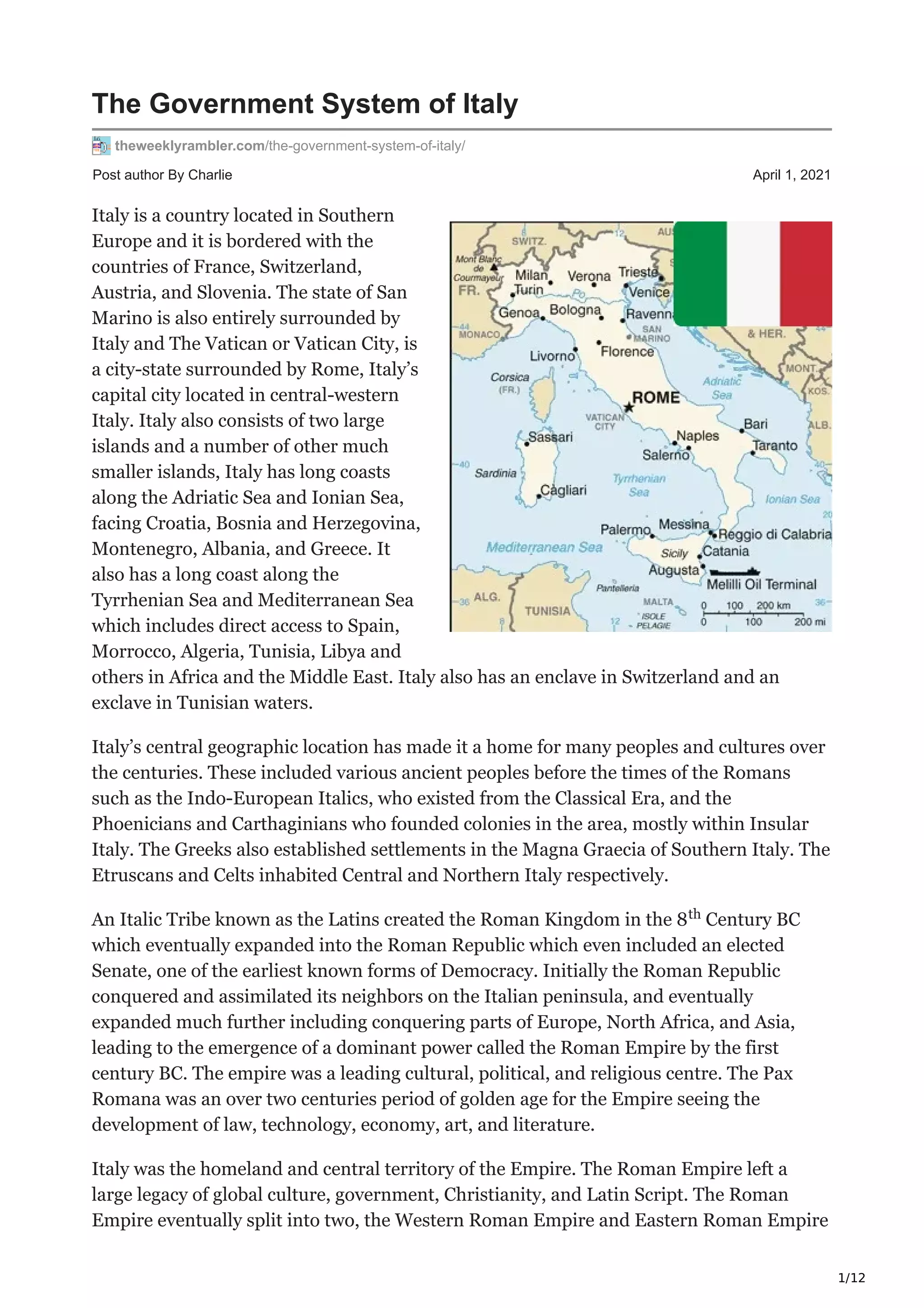 The Government system of Italy | PDF