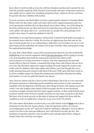 Mark Rober and Color the Spectrum, Autism Awareness and Support for ...