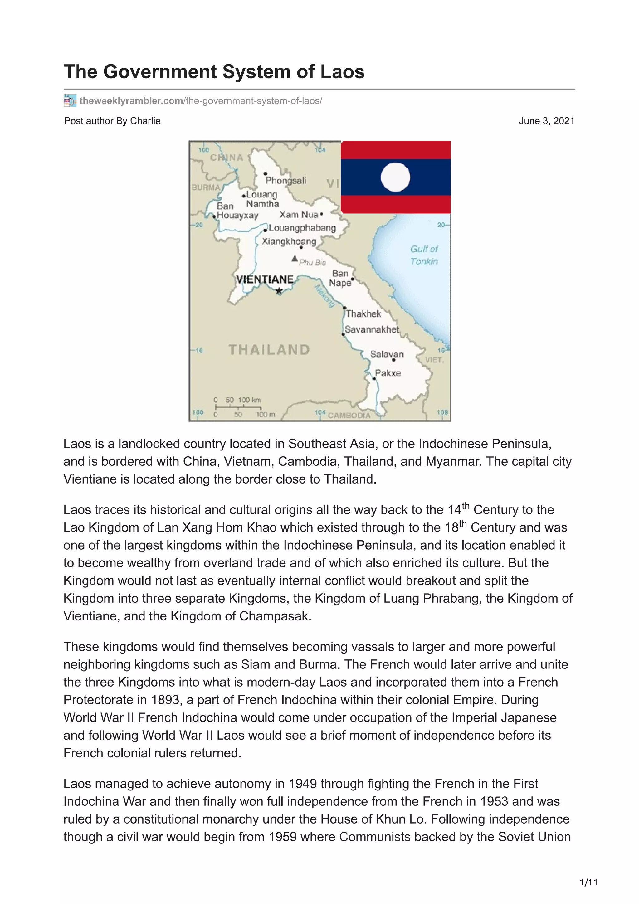 The Government system of Laos | PDF