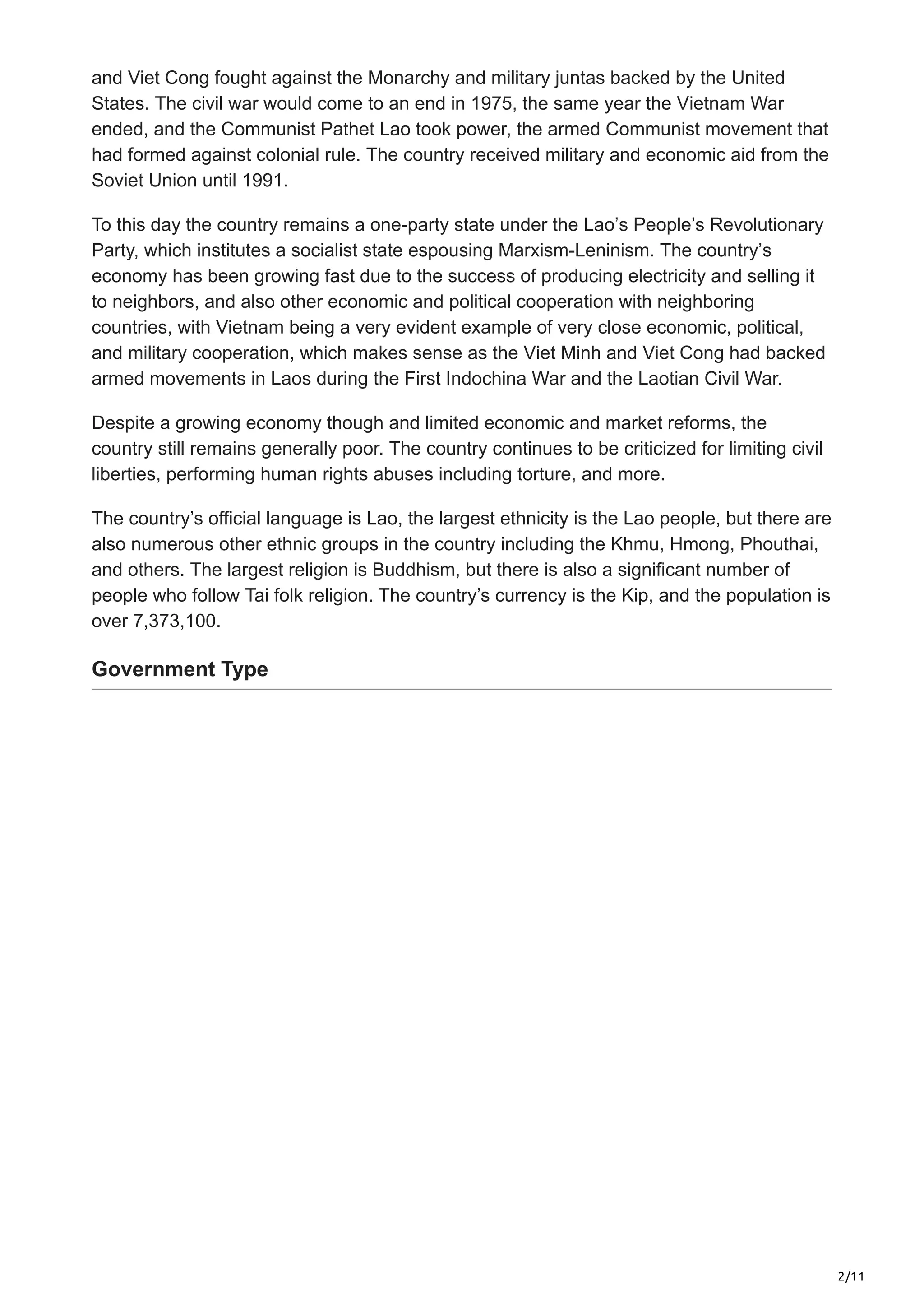 The Government system of Laos | PDF