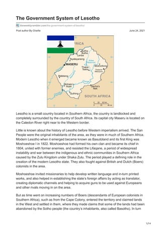 The Government system of Lesotho | PDF