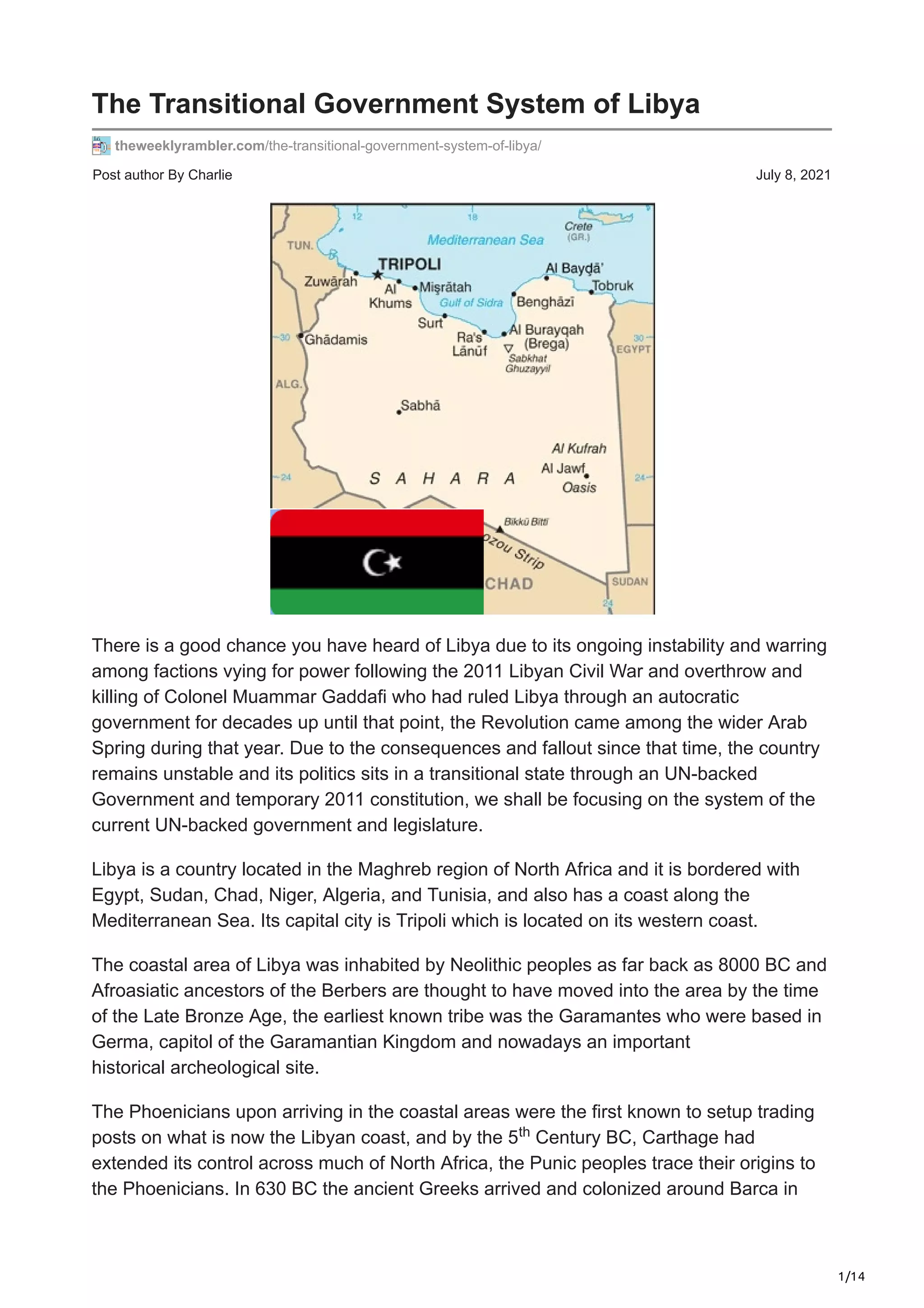 The Transitional Government system of Libya | PDF