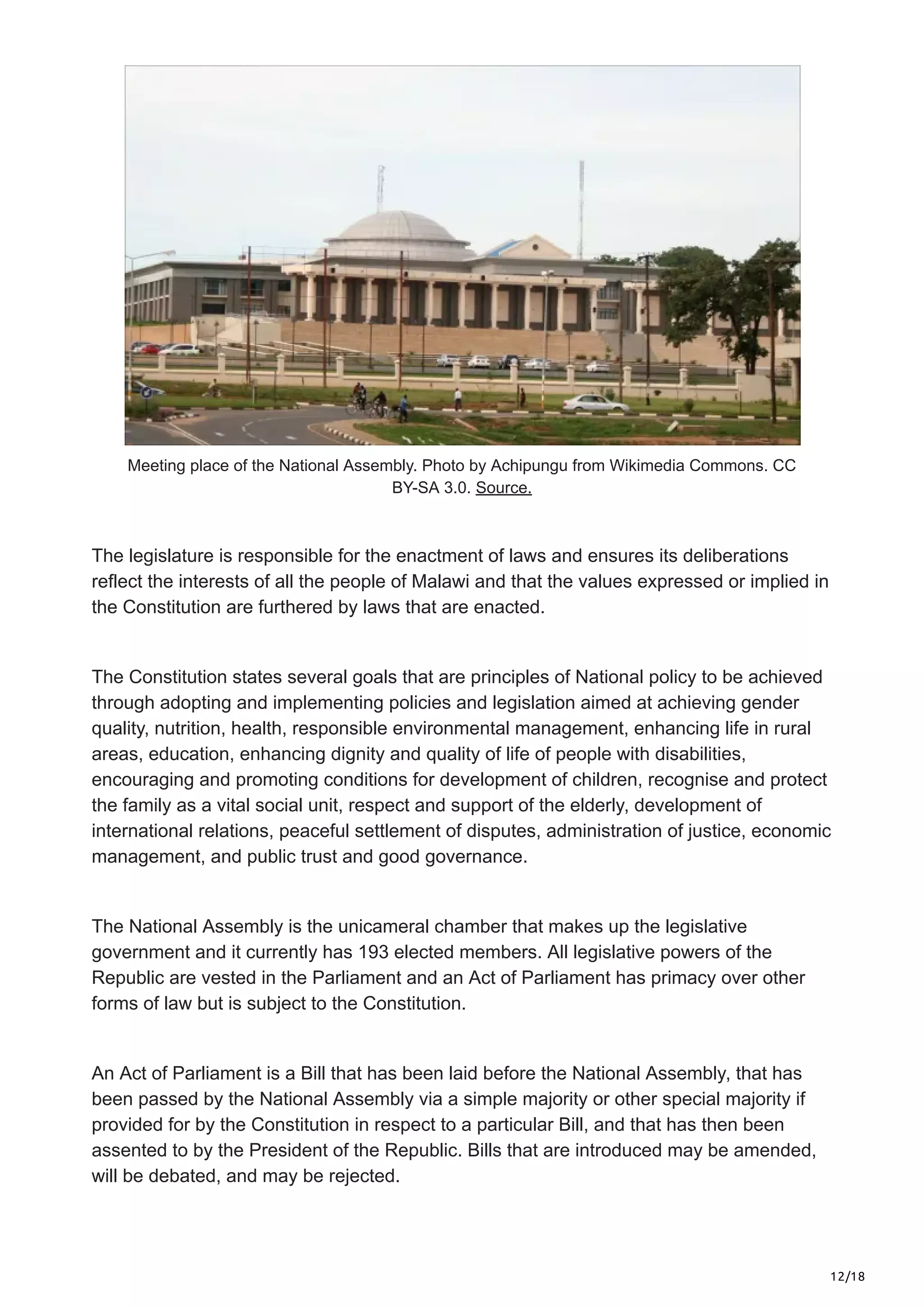 The Government system of Malawi | PDF