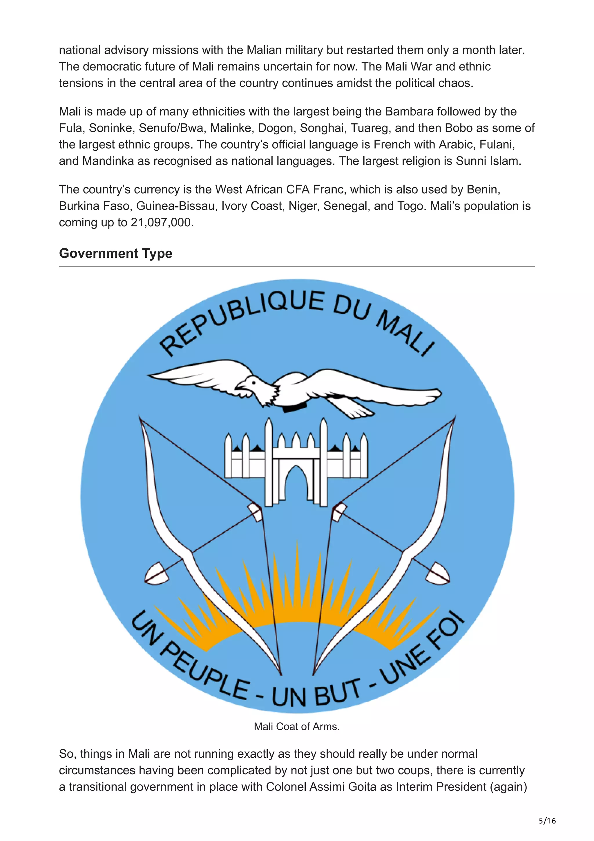 The Government system of Mali | PDF