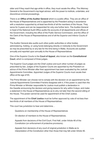 The Government System of Malta | PDF