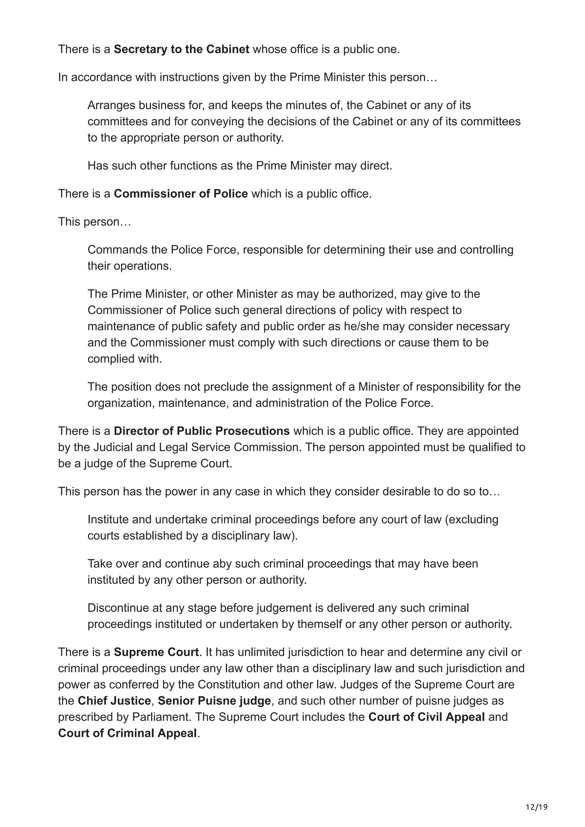 The Government System of Mauritius | PDF