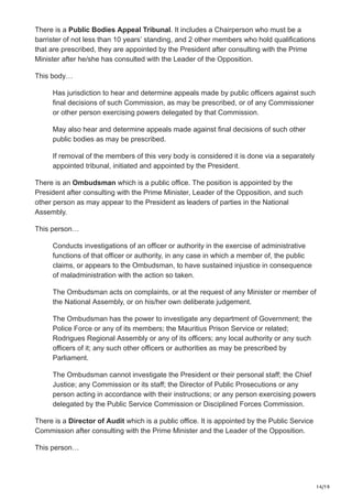 The Government System of Mauritius | PDF