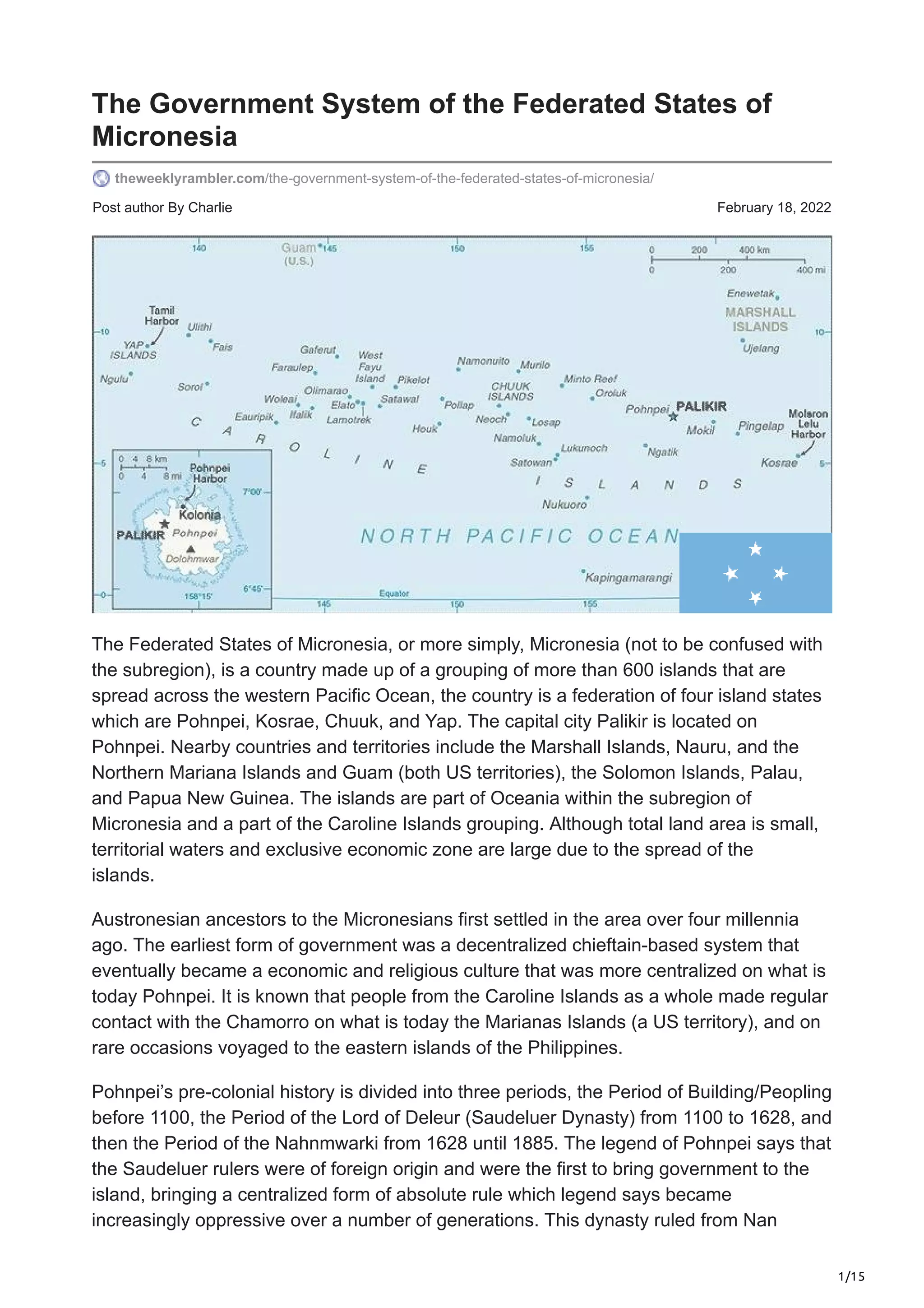 The Government System of the Federated States of Micronesia | PDF