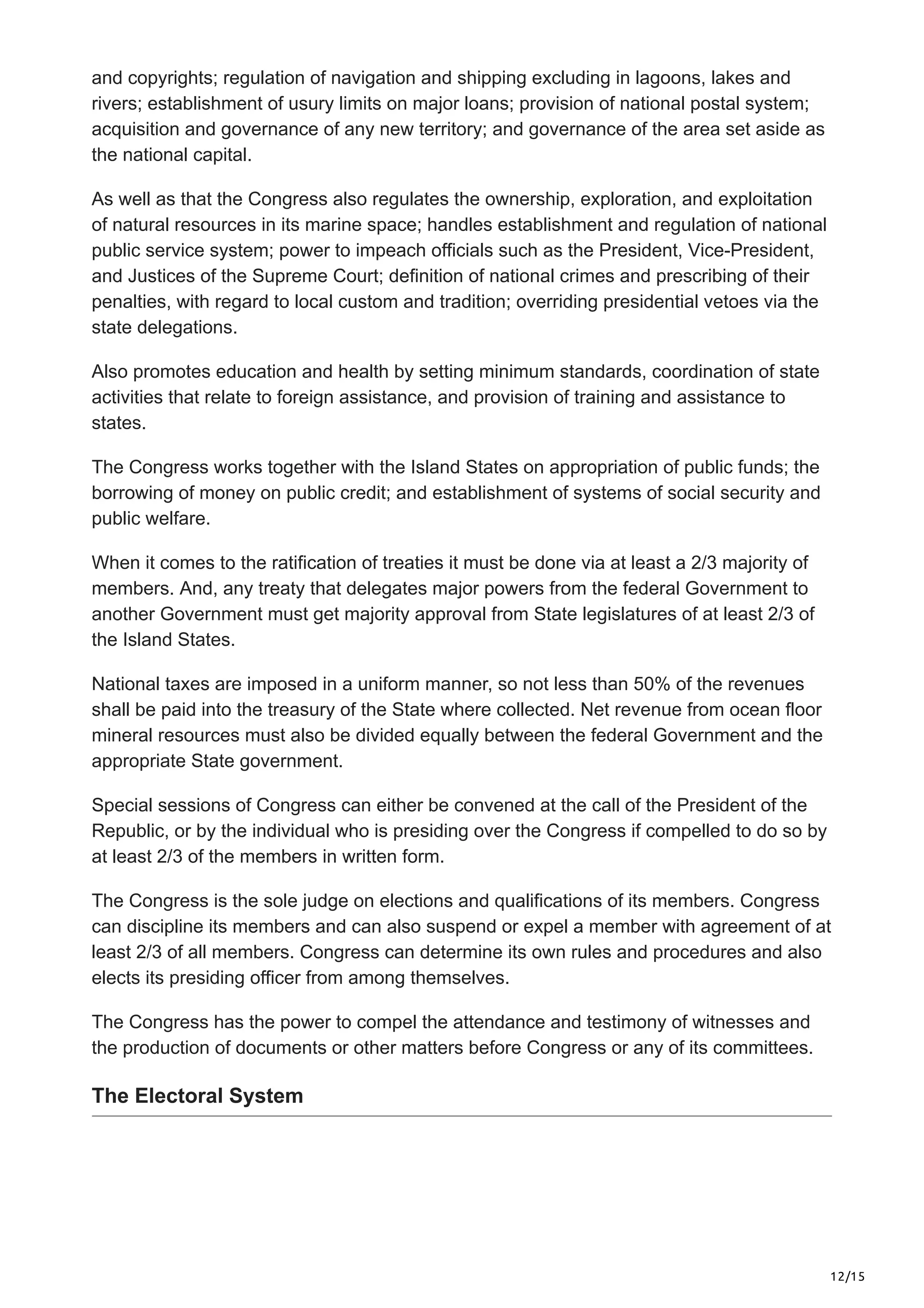 The Government System of the Federated States of Micronesia | PDF