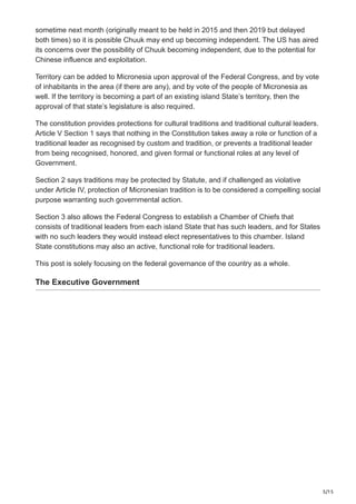 The Government System of the Federated States of Micronesia | PDF