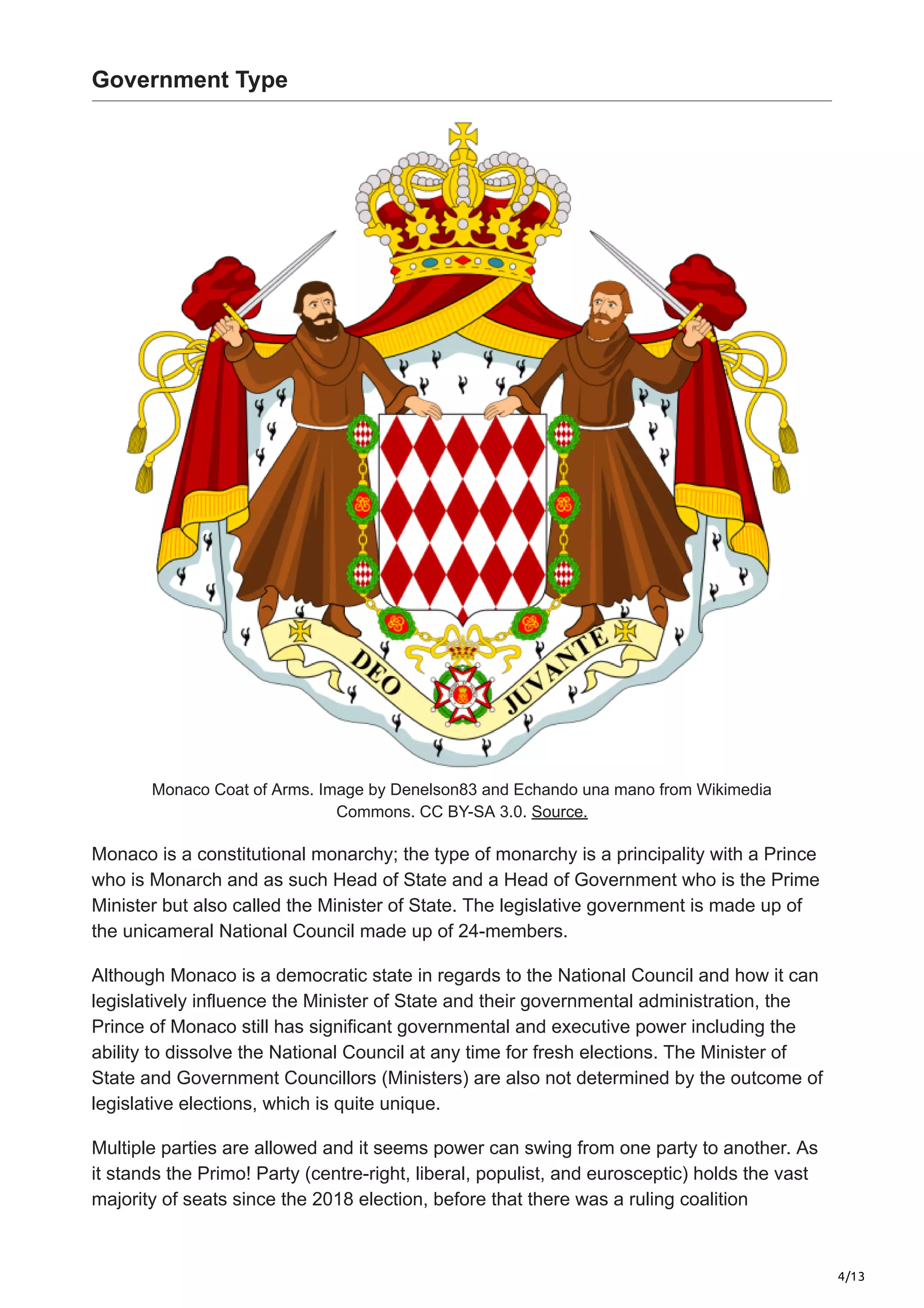 The Government System of Monaco | PDF